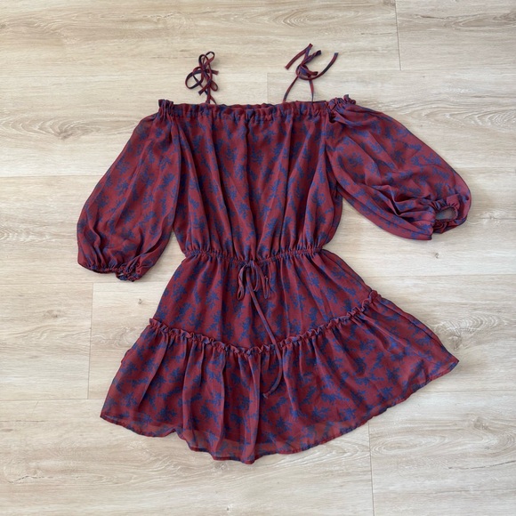 Sam & Lavi | Dresses | Sam Lavi Red And Blue Floral Cold Shoulder Dress ...